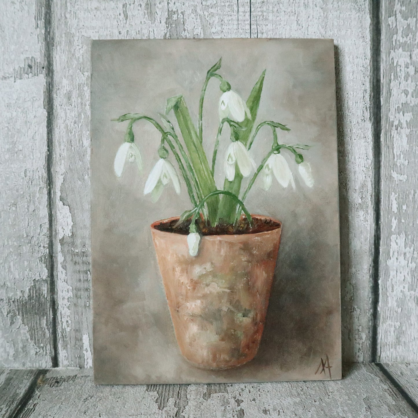 Original Oil Painting From The Potted Floral Collection 'Snowdrops' (u ...