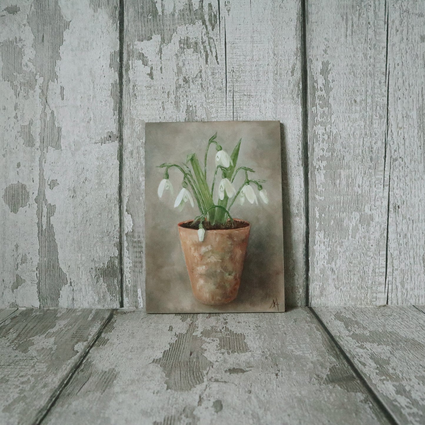 Original Oil Painting From The Potted Floral Collection 'Snowdrops' (u ...