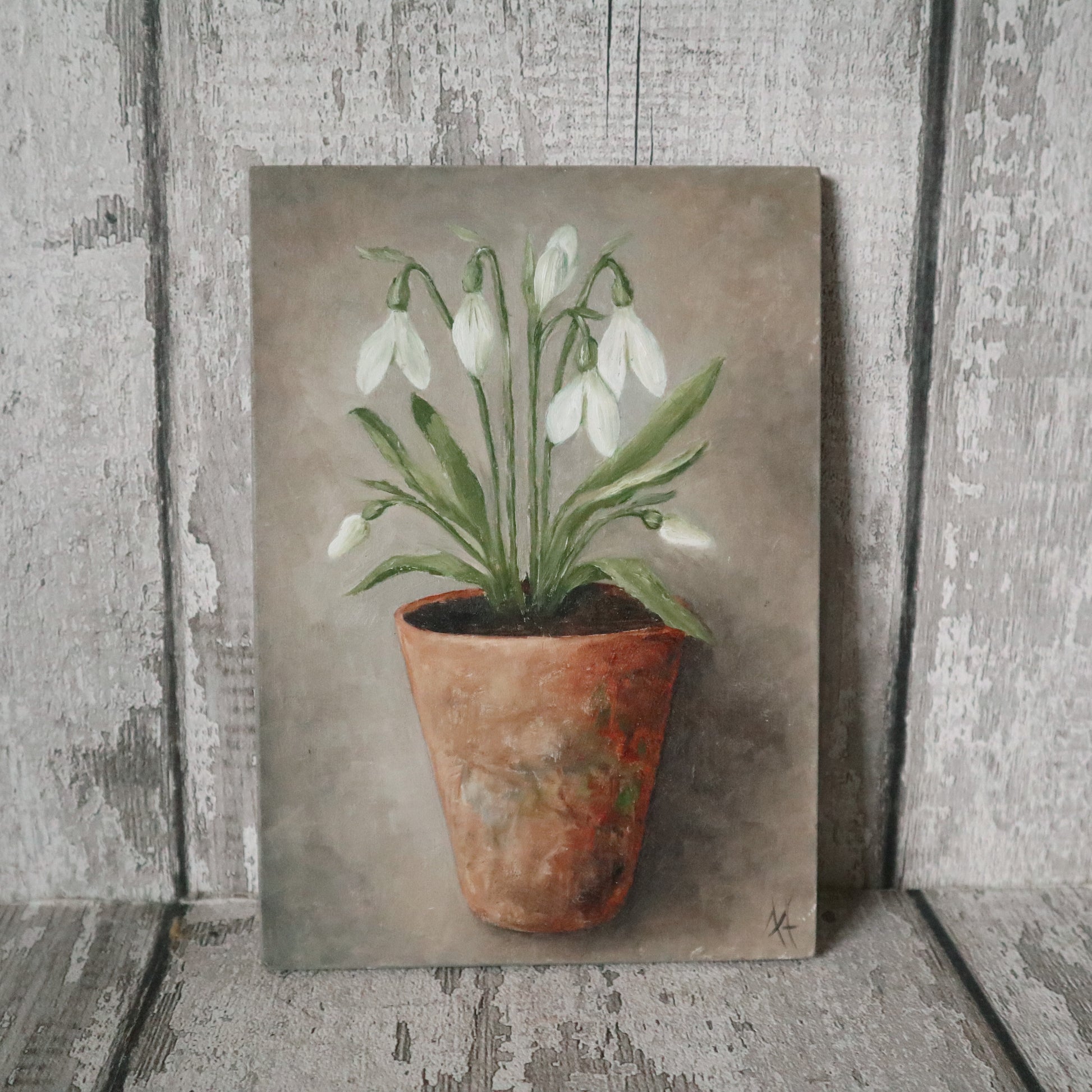 Original Oil Painting From The Potted Floral Collection 'Snowdrops' (u ...